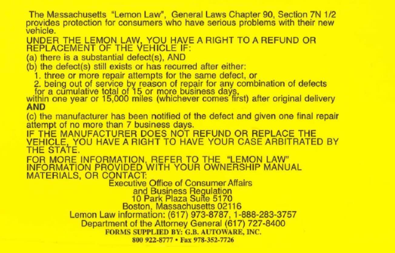 Massachusetts Used Car Lemon Law! What You Need To Know?